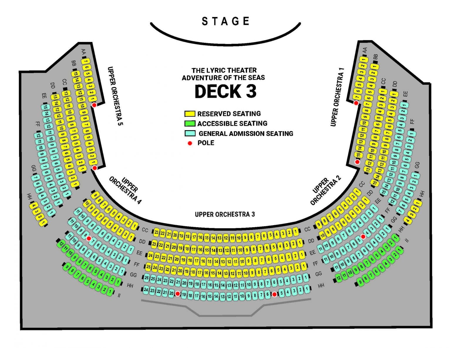 Reserved Seating Map - Star Trek: The Cruise 2026